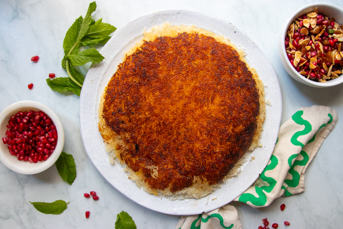 Tahdig Recipe (Persian Crispy Rice with Jeweled Topping)